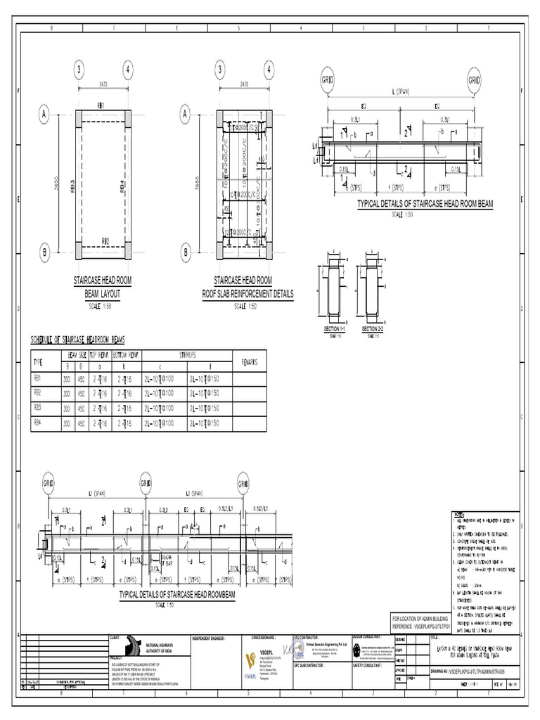 Layout and Rc Details of Staircase Head Room Beam and Slab | PDF