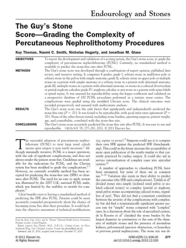The Guy's Stone Score | PDF | Medical Imaging | Radiology