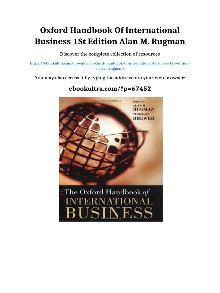 Oxford Handbook of International Business 1st Edition Alan M. Rugman ...