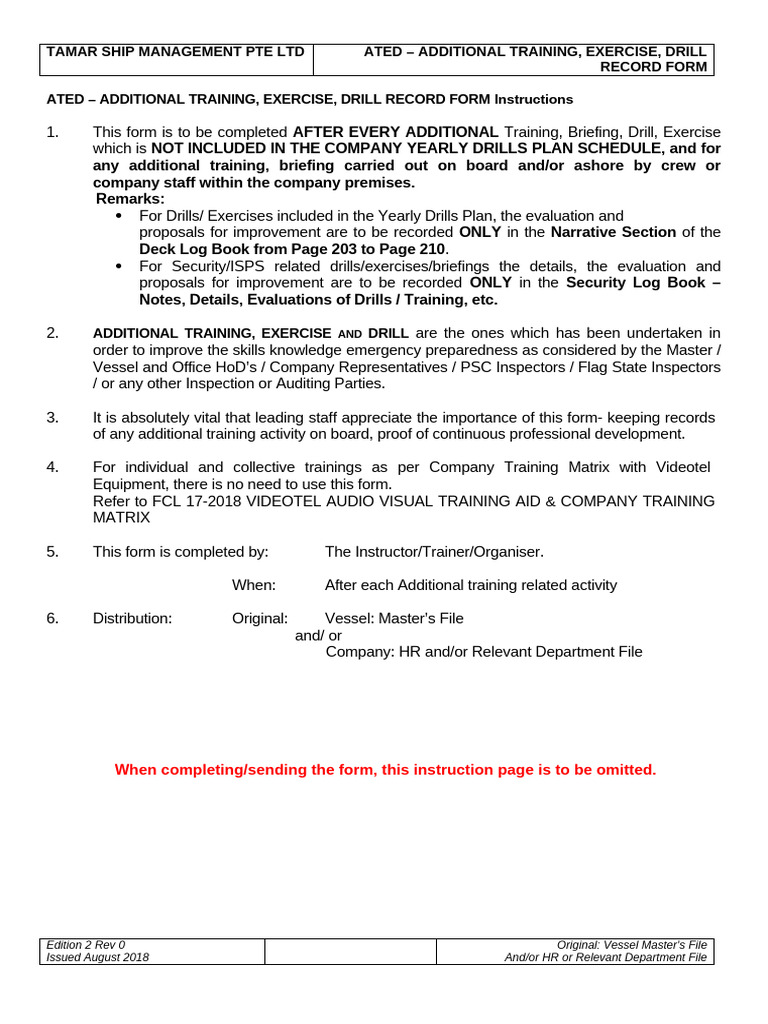 ATED-Additional Training Exercise Drill Record Form - Edition 2 - SOPEP ...