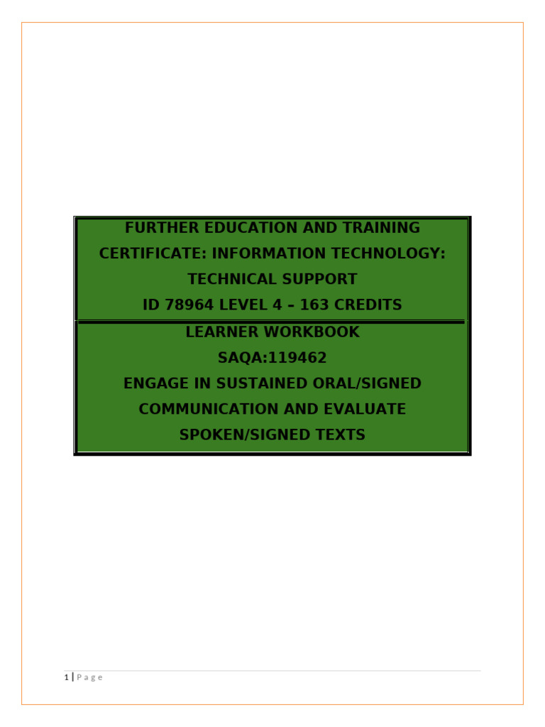 Learner Workbook | PDF | Communication | Learning