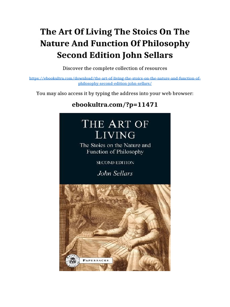 The Art of Living The Stoics on the Nature and Function of Philosophy ...