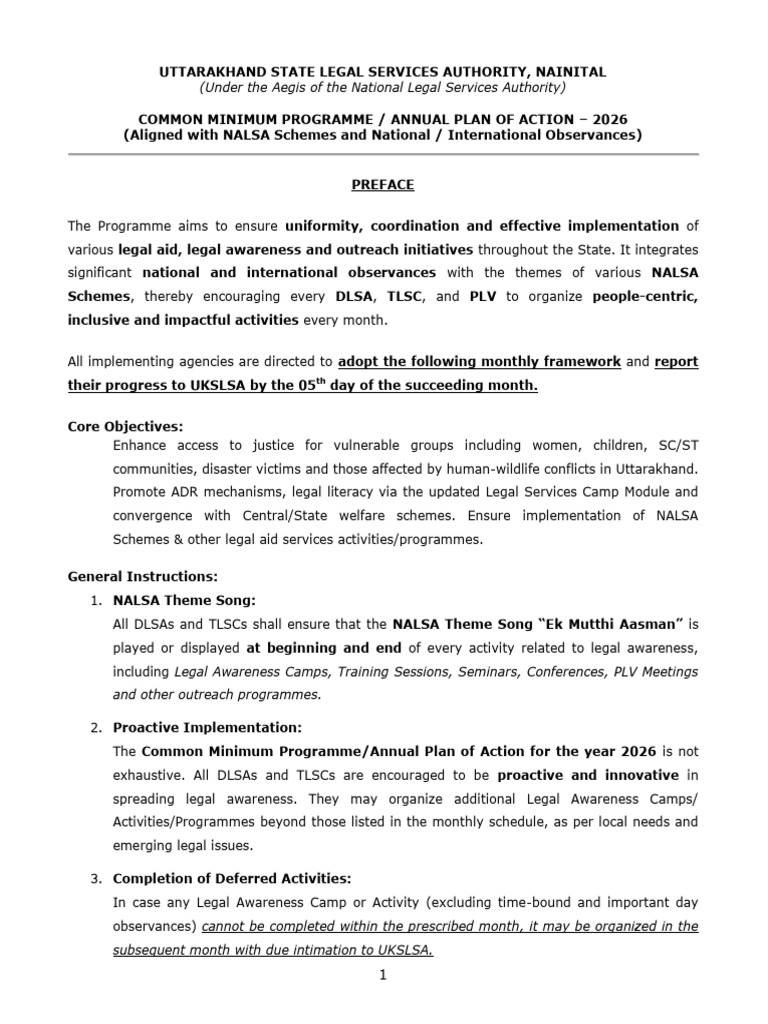 Plan of Action February, 2026 | PDF | Prison | Legal Aid