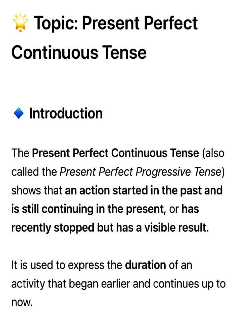 AD EC 10 Present Perfect Continuous Tense | PDF