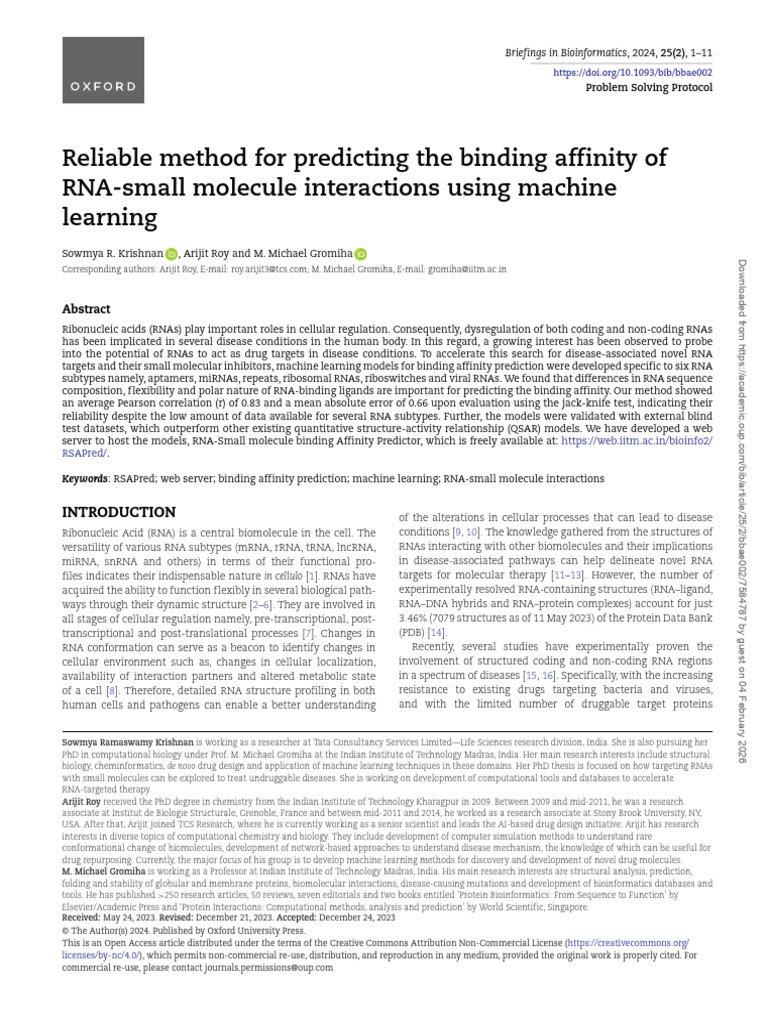 Reliable Method For Predicting The Binding Affinity of RNA-small ...