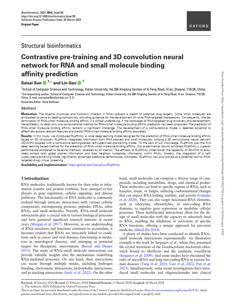 Contrastive pre-training and 3D convolution neural network for RNA and ...