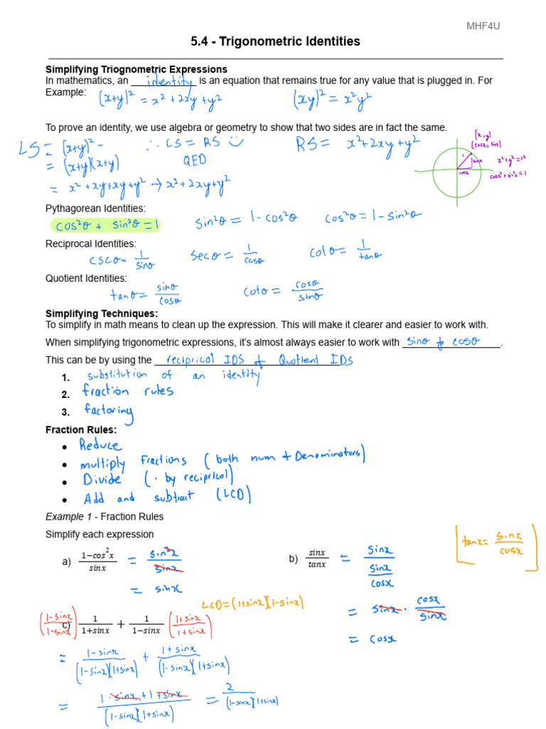 Copy of Trigonometric Identities (3) | PDF | Trigonometry | Factorization