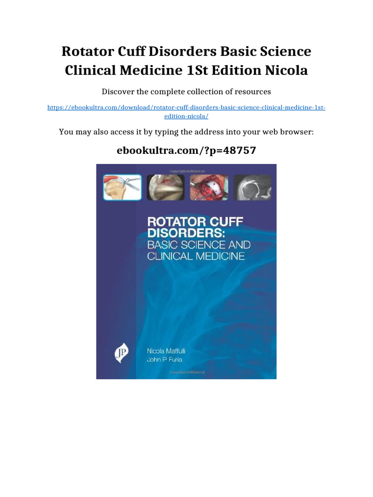 Rotator Cuff Disorders Basic Science Clinical Medicine 1st Edition ...