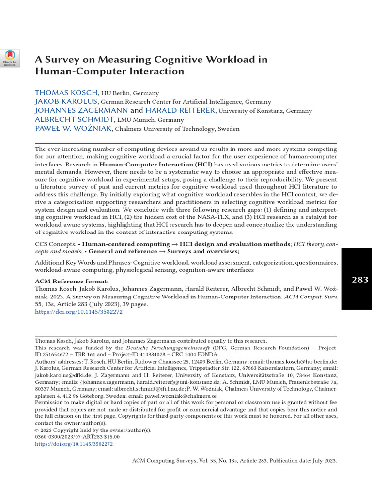 Cognitive Workload Review Paper | PDF | Human–Computer Interaction ...