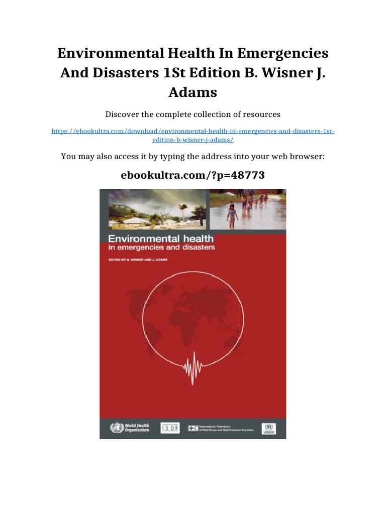 Environmental Health in Emergencies and Disasters 1st Edition B. Wisner ...