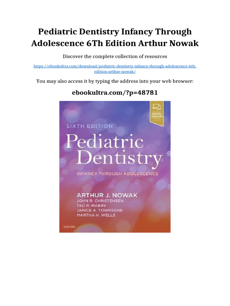 Pediatric Dentistry Infancy Through Adolescence 6th Edition Arthur ...