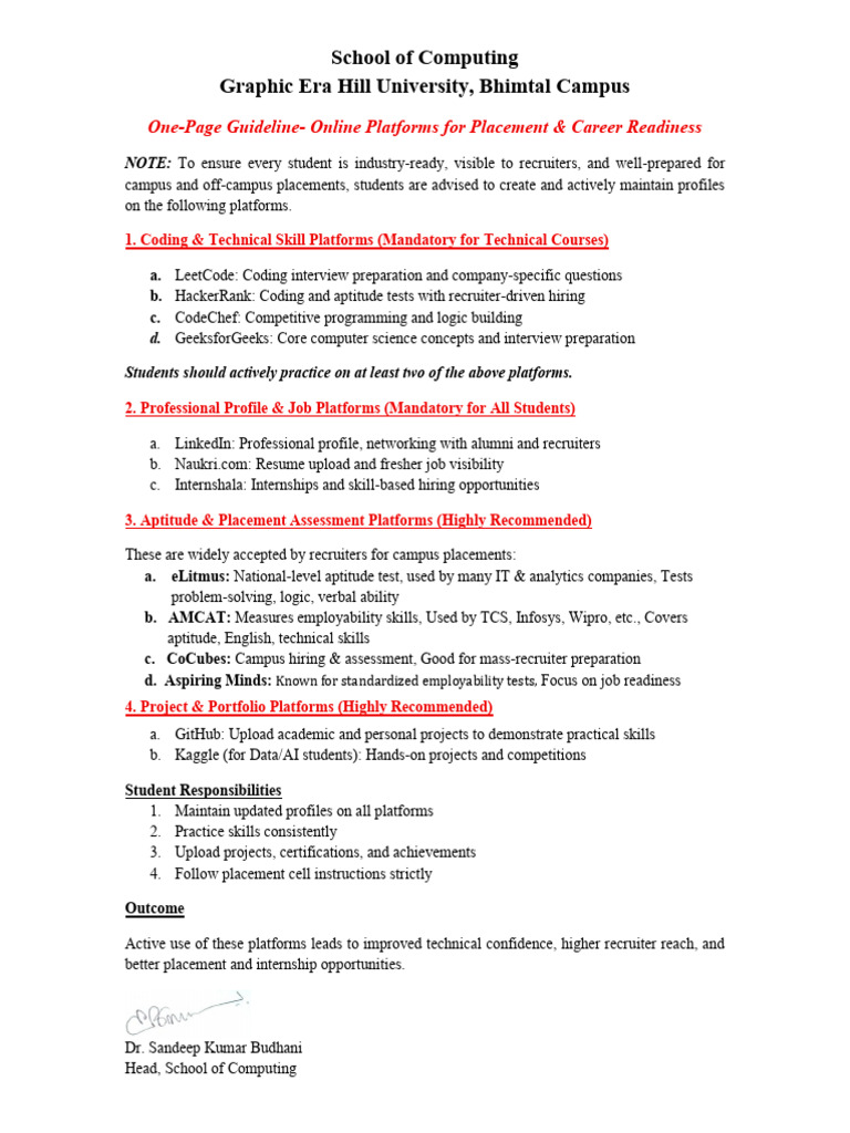 Placement Platform Guideline | PDF