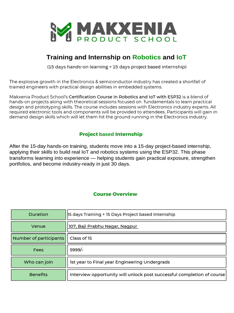 Robotics and IoT With ESP32 Brochure | PDF | Websites | Embedded System