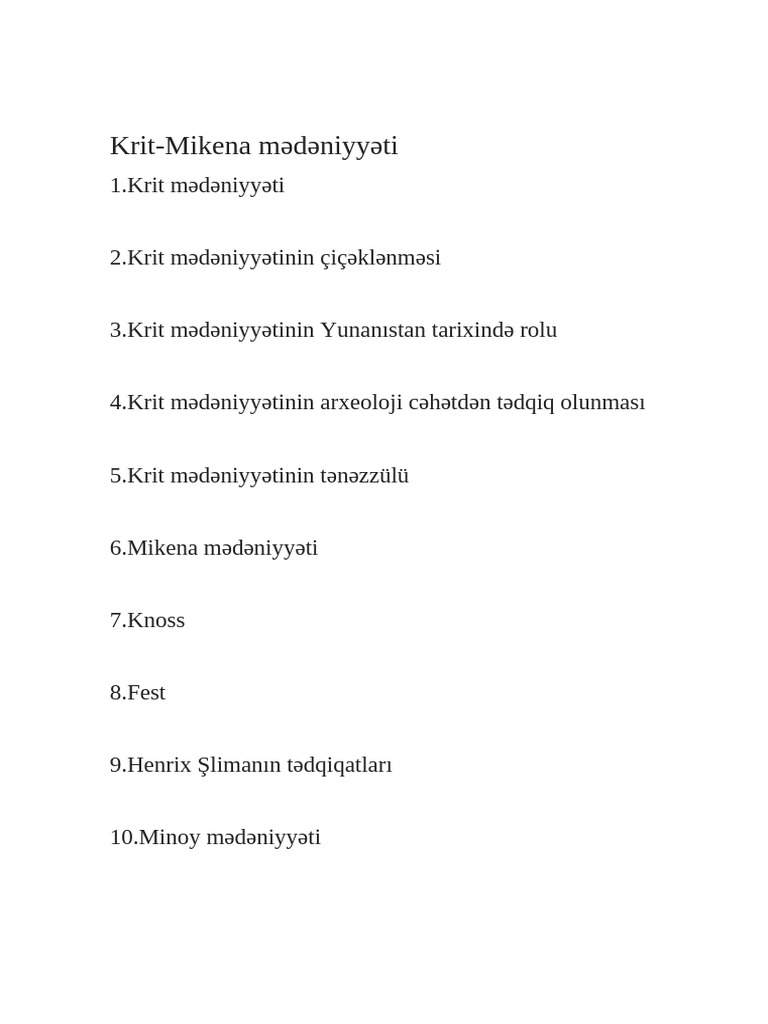 Krit Mikena Mədəniyyəti | PDF