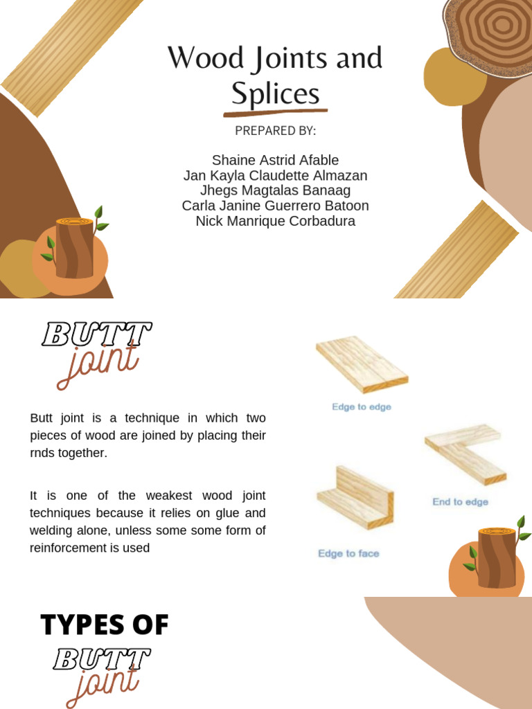 Group 1 Wood Joints and Splices | PDF | Woodworking