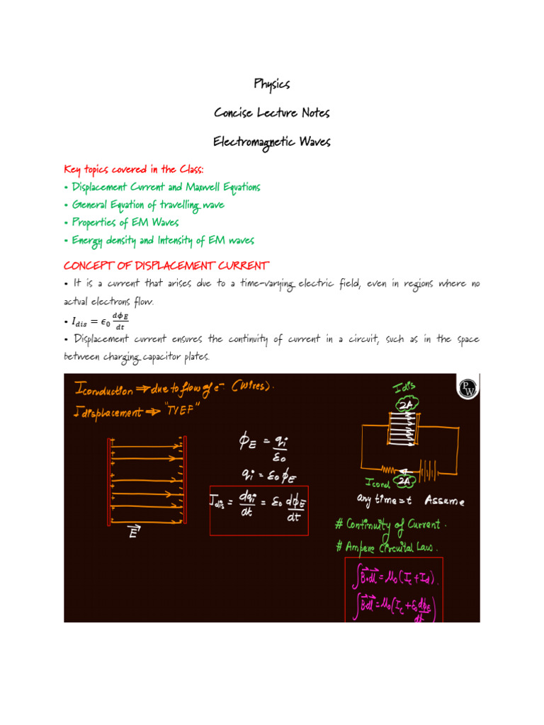 Electromagnetic Waves_Short Notes.pdf | PDF | Electromagnetic Radiation ...