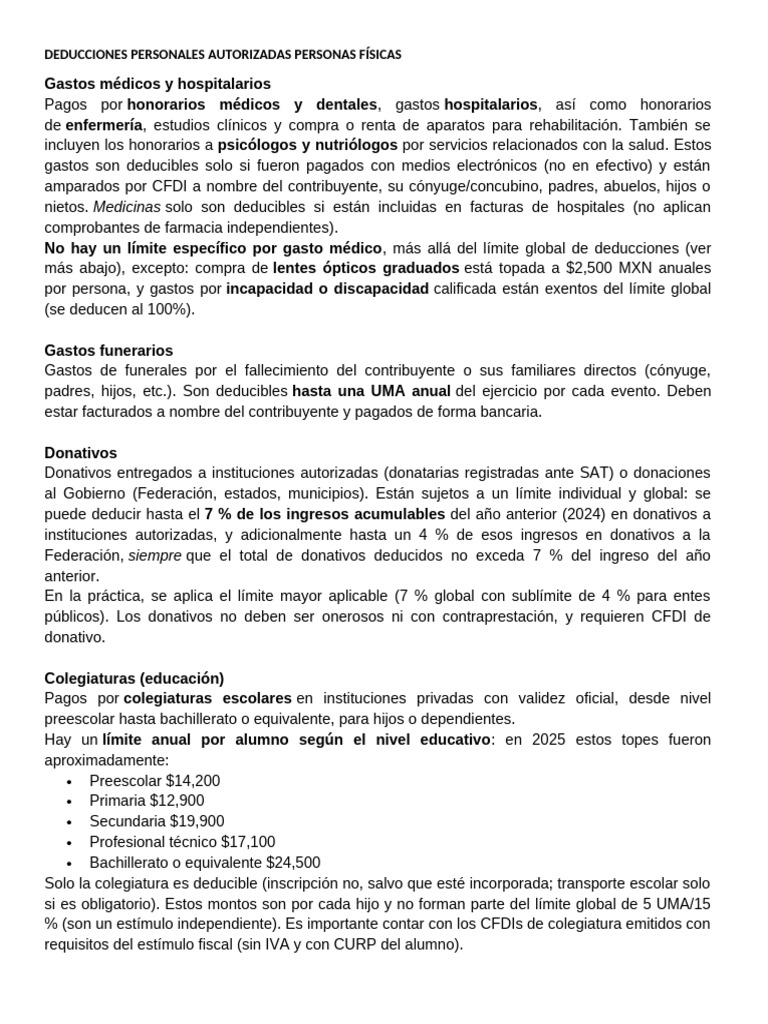 Deducciones Personales Autorizadas Personas Físicas - 090423 | PDF ...