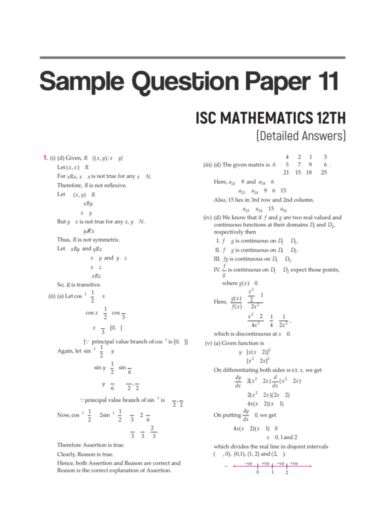 ISCSPMathsSample Paper 11 Sol | PDF | Mean | Mathematical Analysis