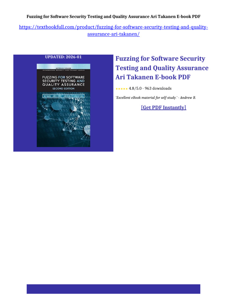Fuzzing for Software Security Testing and Quality Assurance Ari Takanen ...
