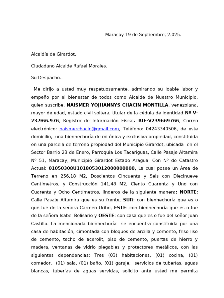 Carta Motivo Ante La Alcaldia Naimer | PDF