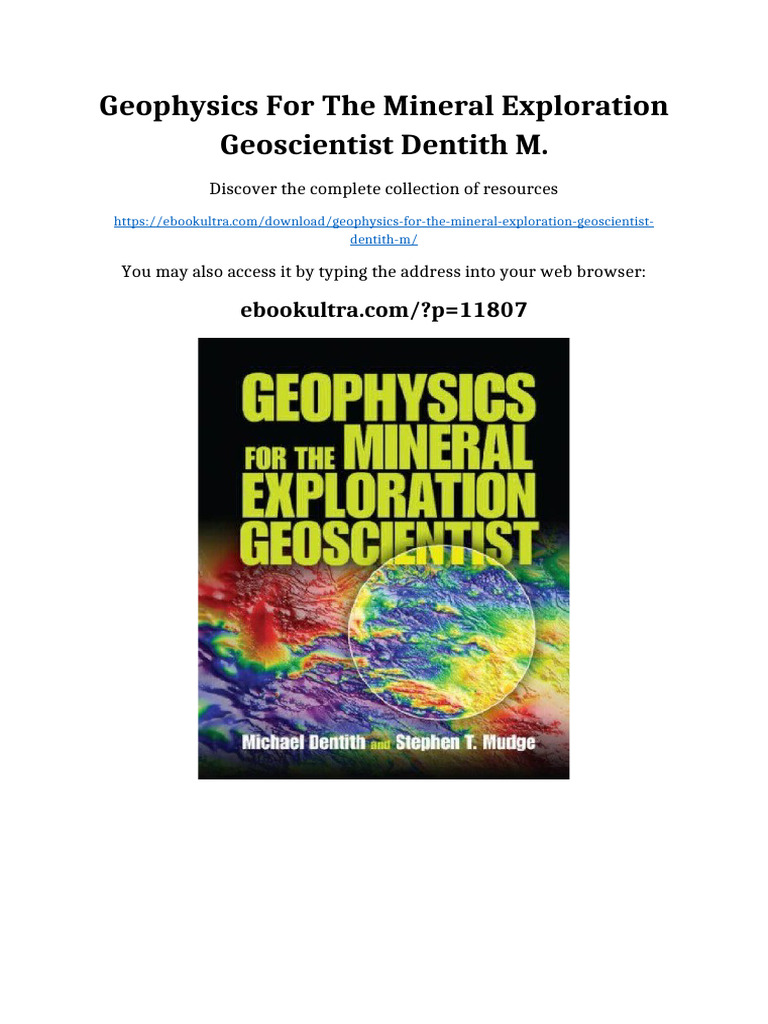 Geophysics For The Mineral Exploration Geoscientist Dentith M. Newest ...