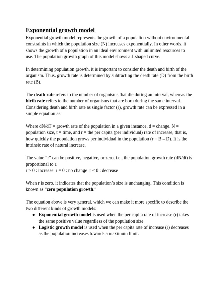Exponential Growth Model | PDF