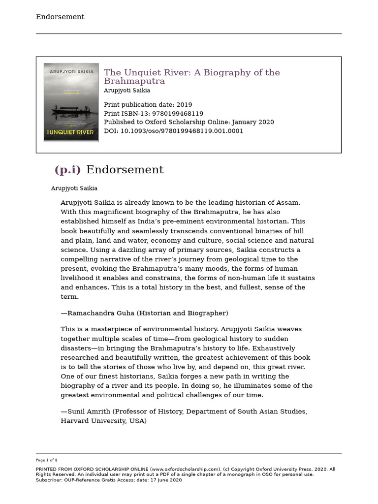 The Unquiet River a Biography of the Brahmaputra Illustrated Compress 2 ...