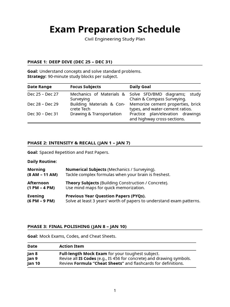 Study Plan | PDF