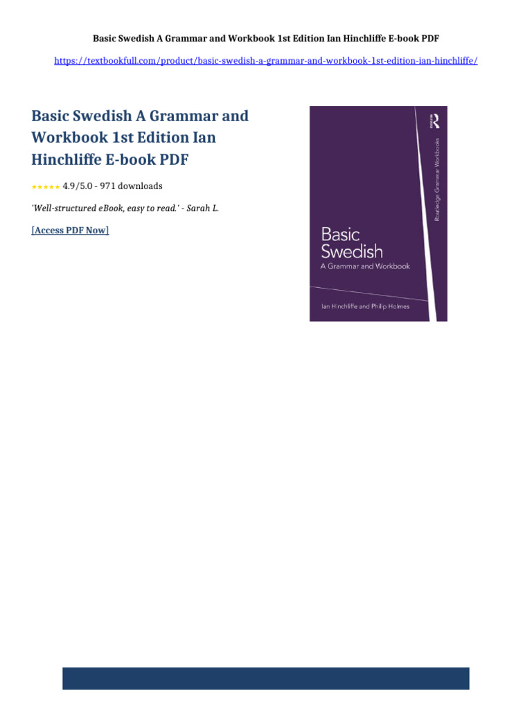 Basic Swedish A Grammar and Workbook 1st Edition Ian Hinchliffe eBook ...