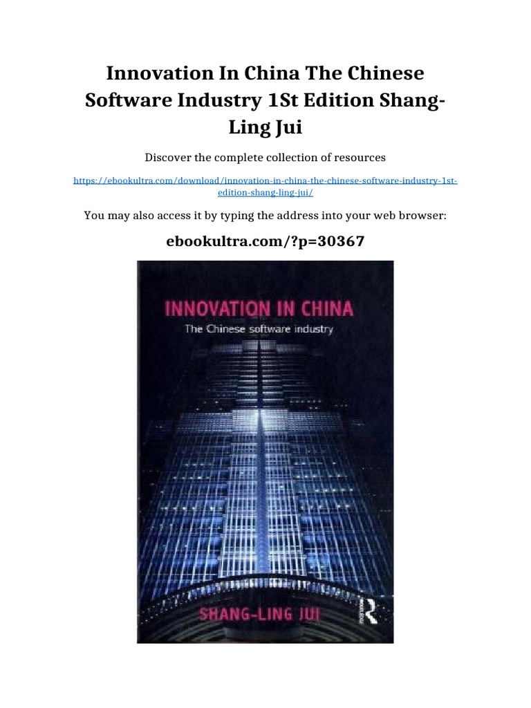 Innovation in China The Chinese Software Industry 1st Edition Shang ...