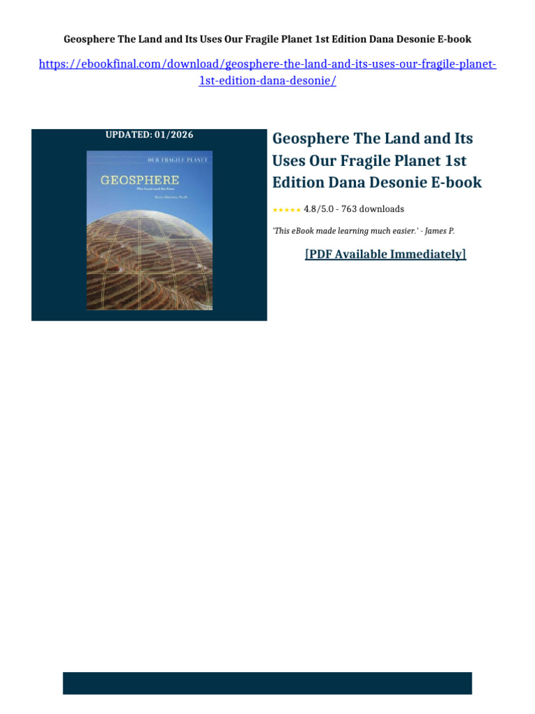 Geosphere The Land and Its Uses Our Fragile Planet 1st Edition Dana ...