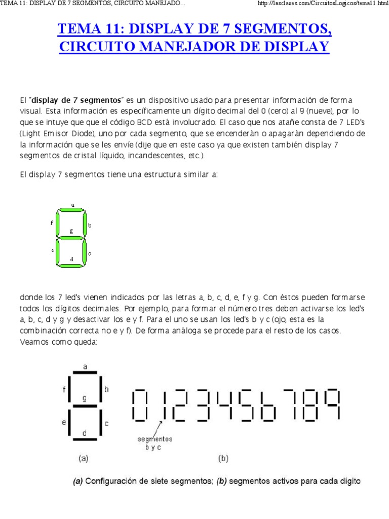 Tema 11 - Display de 7 Segmentos, Circuito Manejador de Display | PDF ...