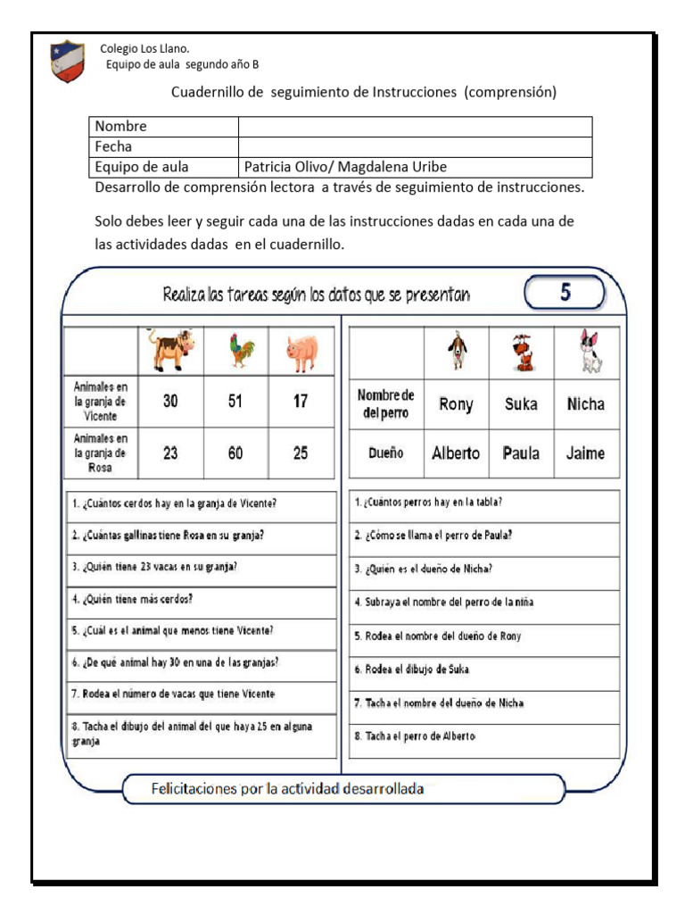 536373244 Cuadernillo de Seguimiento de Instrucciones | PDF
