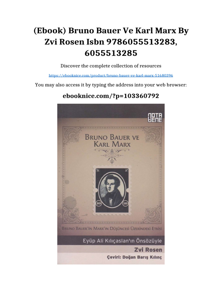 (Ebook) Bruno Bauer ve Karl Marx by Zvi Rosen ISBN 9786055513283 ...