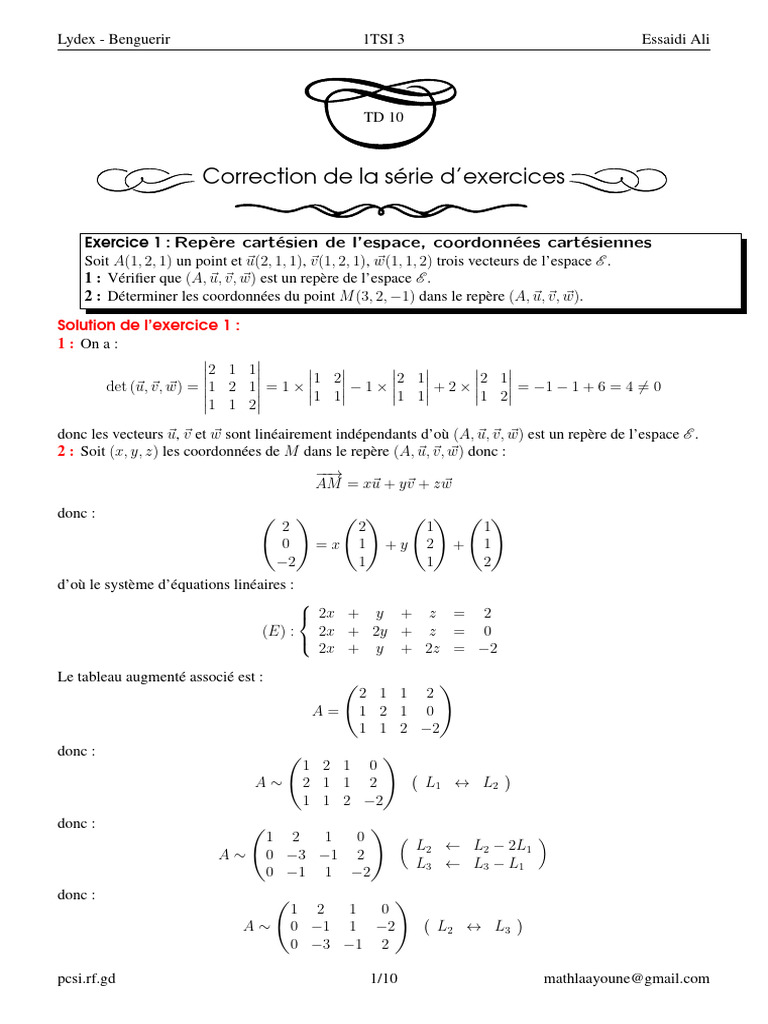 Géométrie de L'espace, Nombres Réels - Correction | PDF | Coordonnées ...