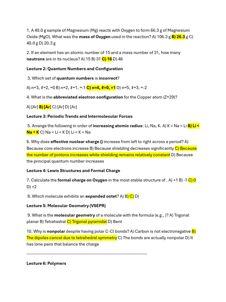 Sample | PDF | Magnesium | Atoms