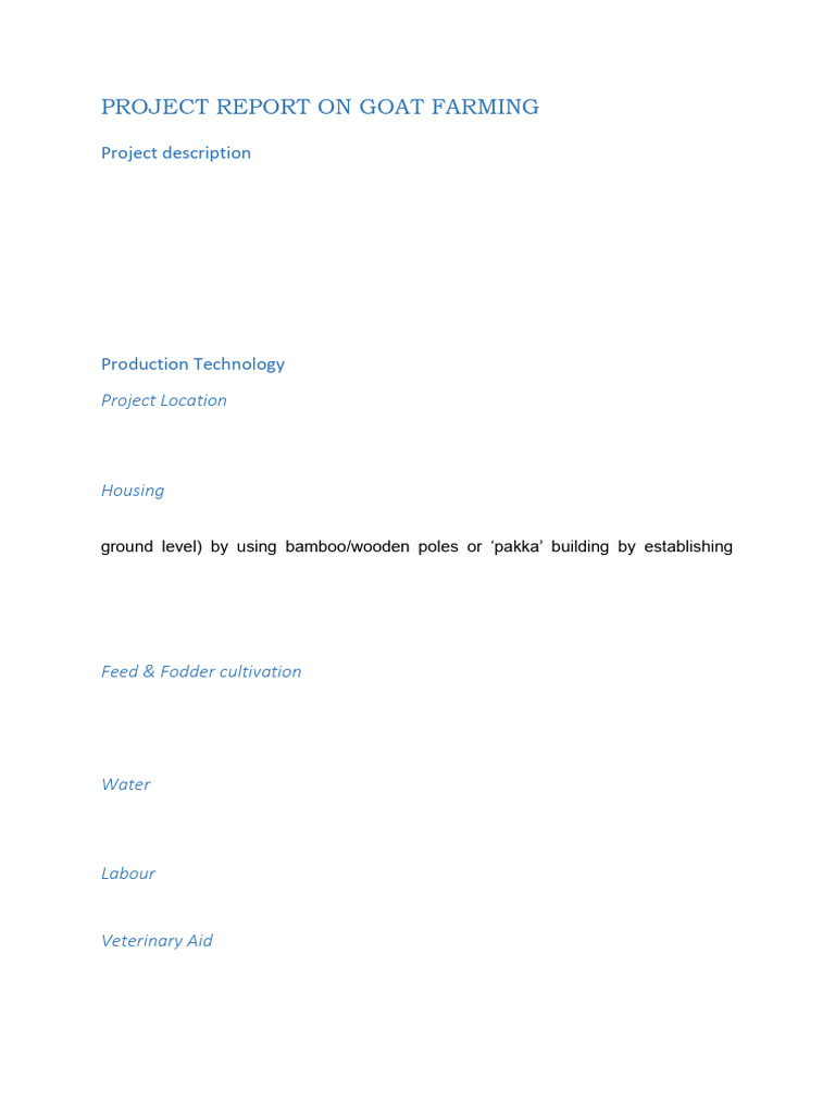 Project Report on Goat Farming_copy | PDF | Goat | Meat