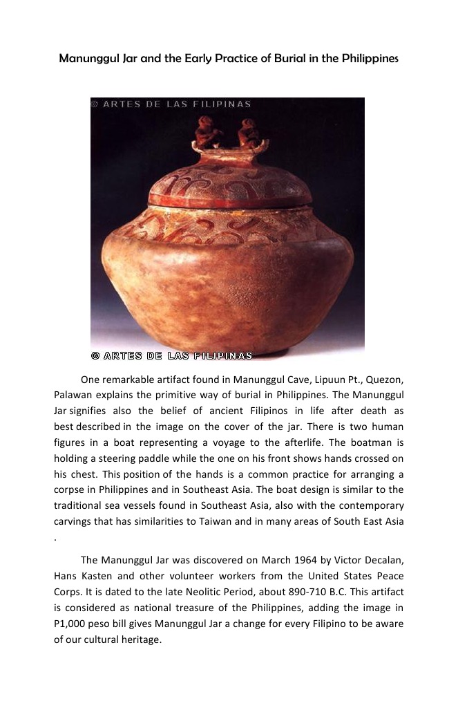 Manunggul Jar and the Early Practice of Burial in the Philippines ...