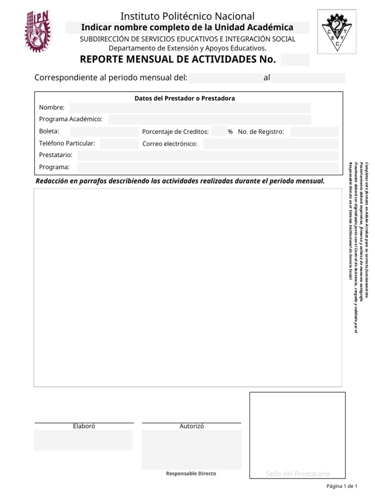 2H Reporte Mensual de Actividades | PDF