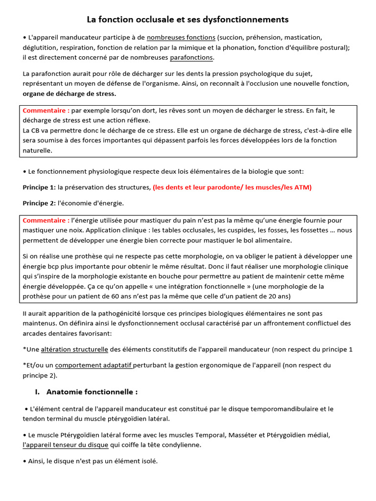 1 Fonction Occlusale Et Ses Dysfonctions | PDF | Anatomie dentaire | Bouche