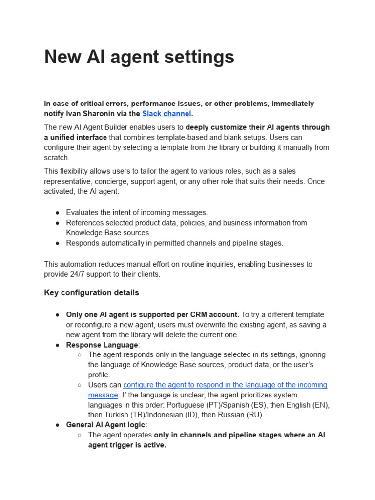 New AI Agent Settings | PDF | Artificial Intelligence | Intelligence ...