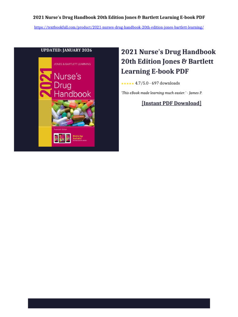 2021 Nurse's Drug Handbook 20th Edition Jones & Bartlett Learning eBook ...
