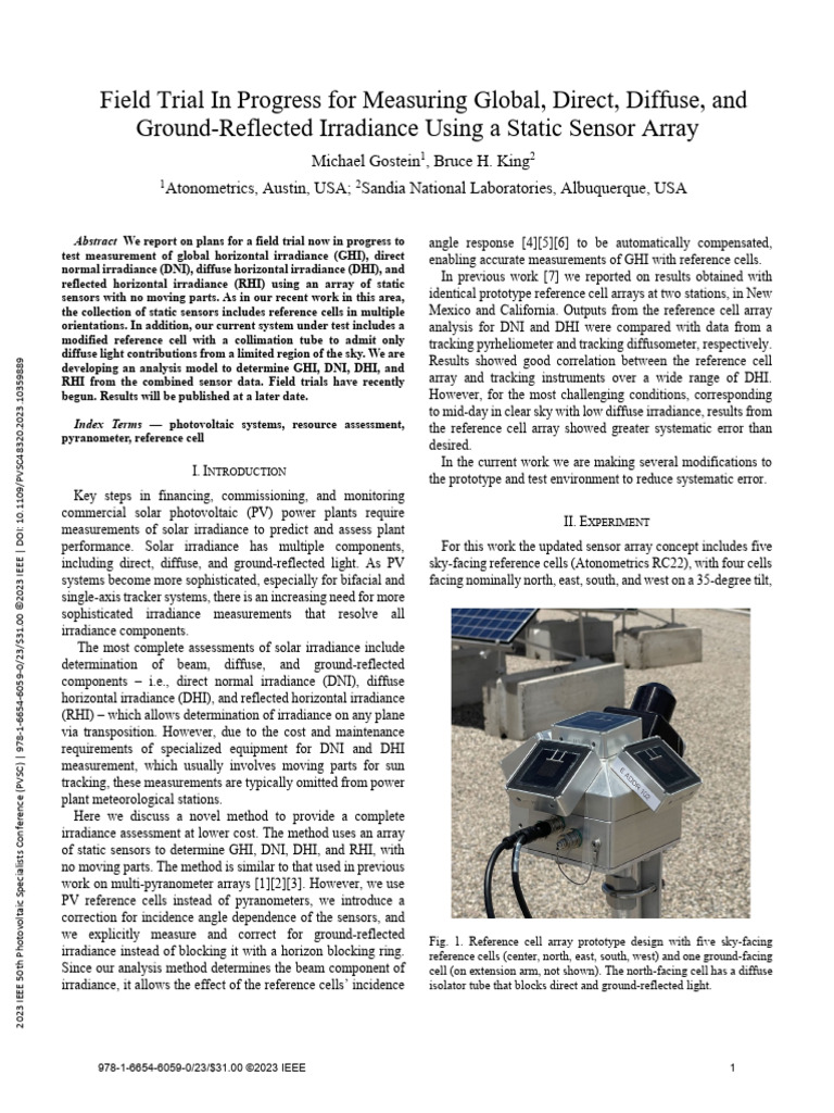 Field Trial in Progress for Measuring Global Direct Diffuse and Ground ...