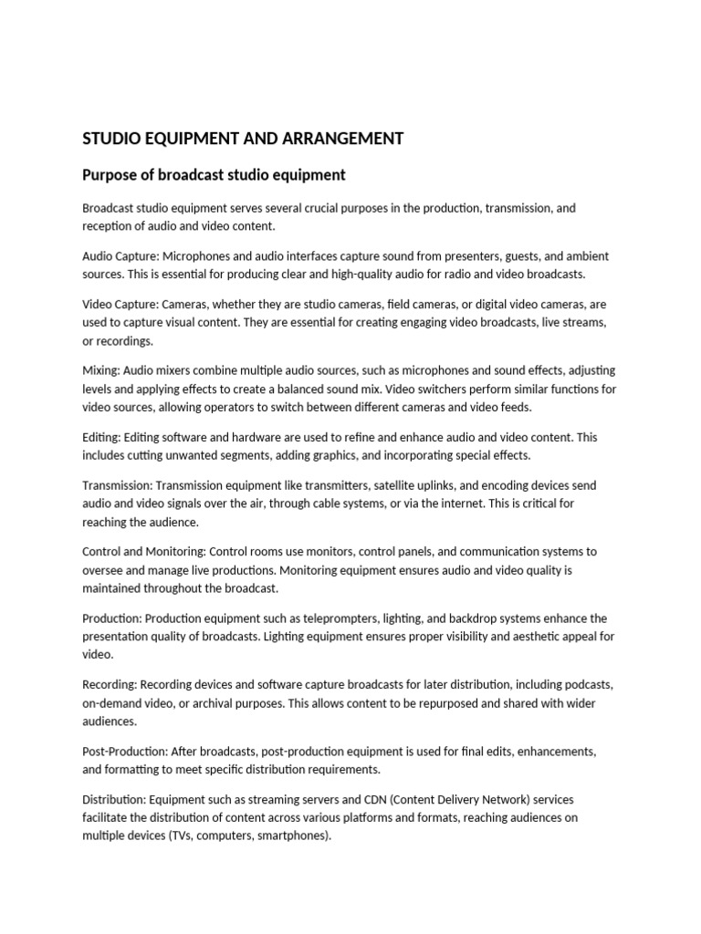 Broadcast Equipment Notes | PDF | Telecommunications | Information And ...