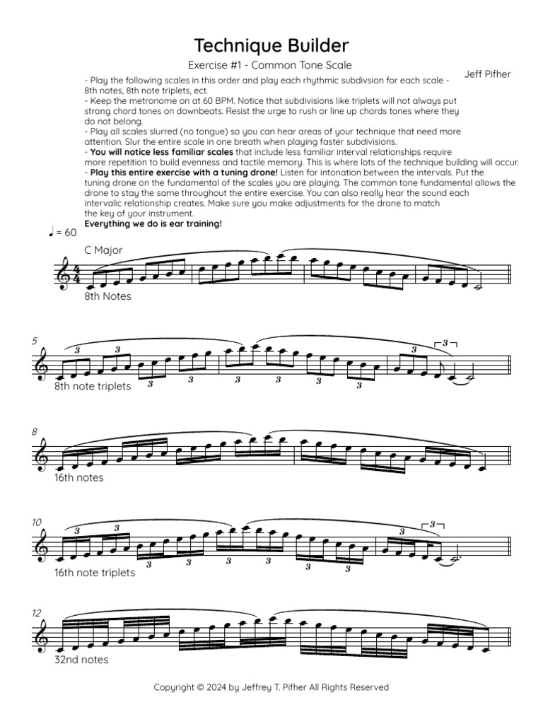 Technique Builder - Common Tone Scale | PDF | Minor Scale | Musicology