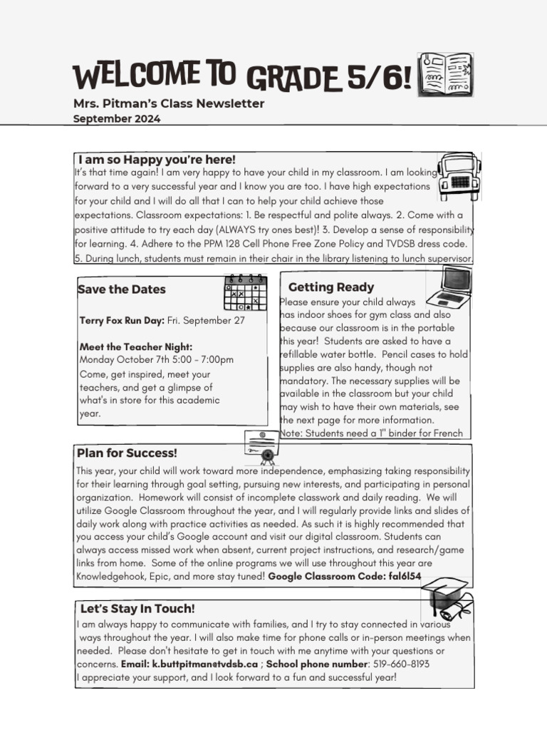 Copy of Back to School Classroom Newsletter 2024 | PDF