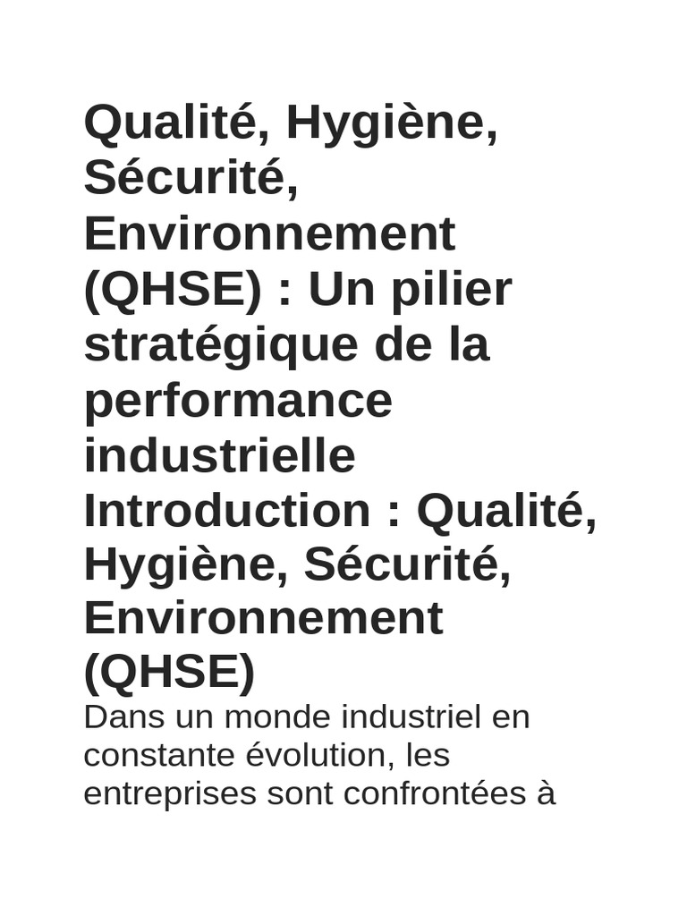 QHSE | PDF | Sécurité | Business