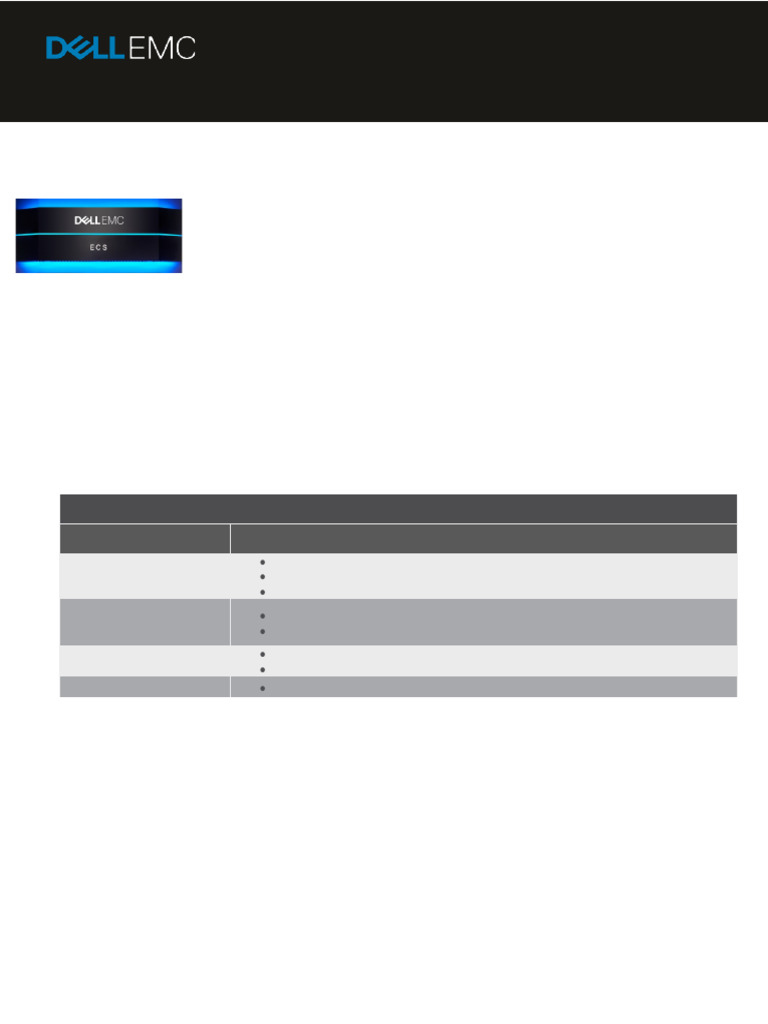 Dell EMC Elastic Cloud Storage Specifications | PDF | Computer ...