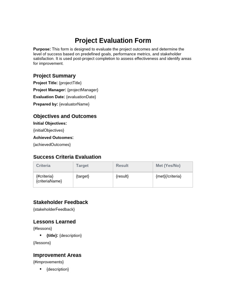 Project Evaluation Form | PDF