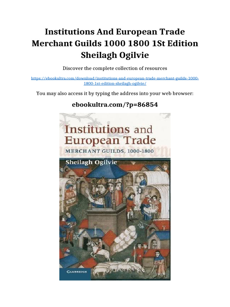 Institutions and European Trade Merchant Guilds 1000 1800 1st Edition ...